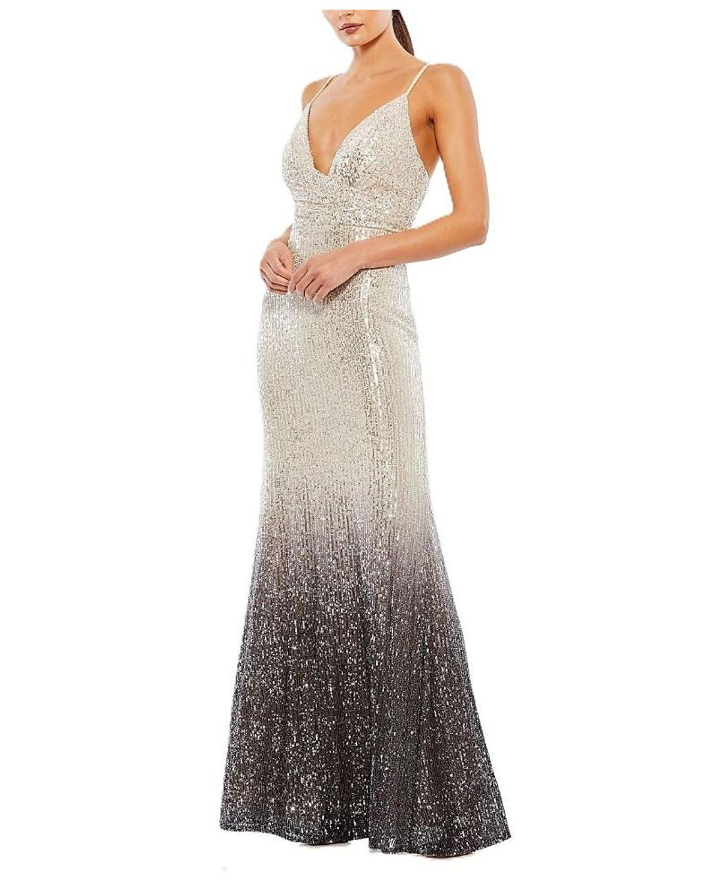 Mac Duggal Plunge Neck Ombre Sequin Gown | Lyst