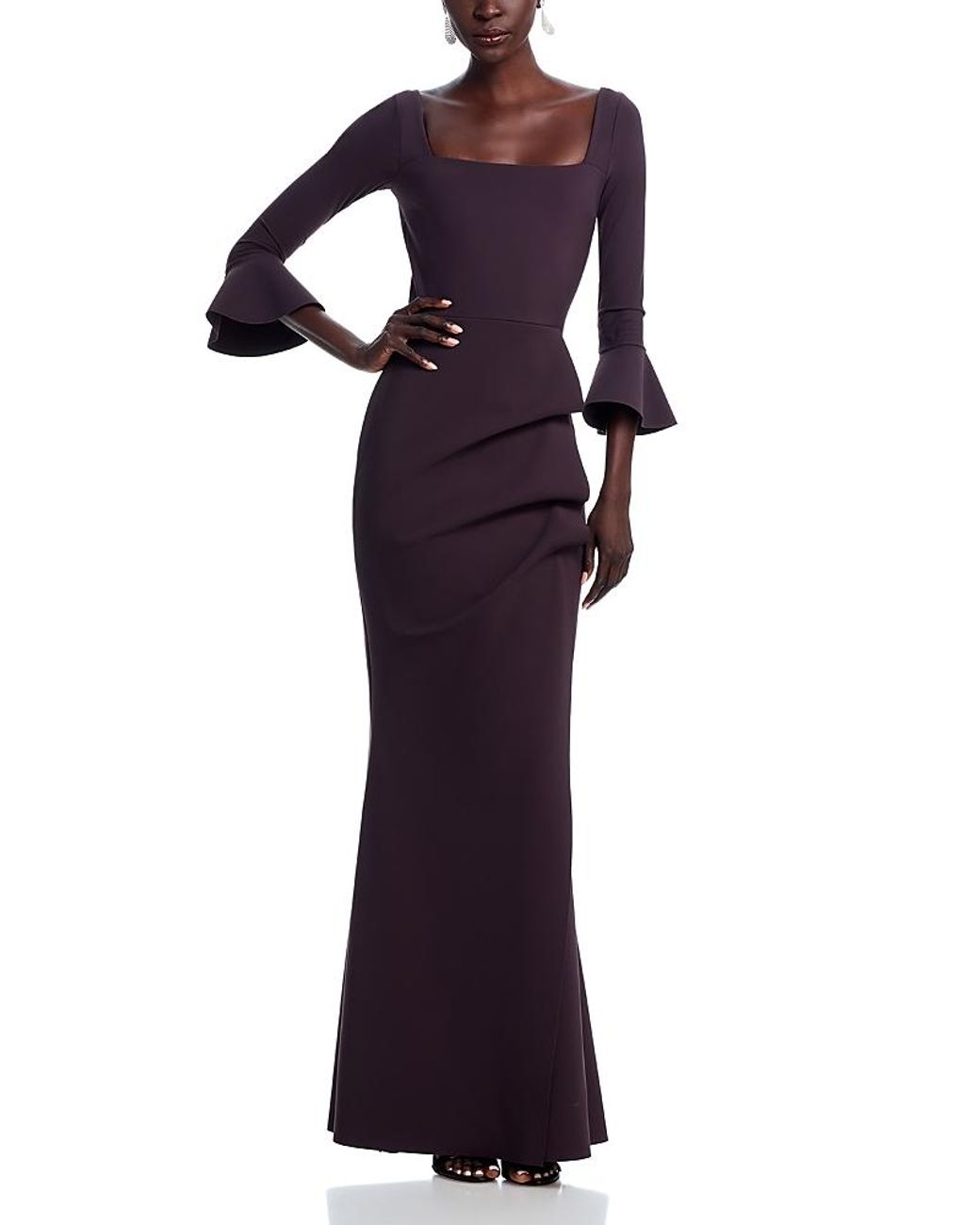 La Petite Robe Di Chiara Boni Astra Flare Sleeve Gown in Purple | Lyst