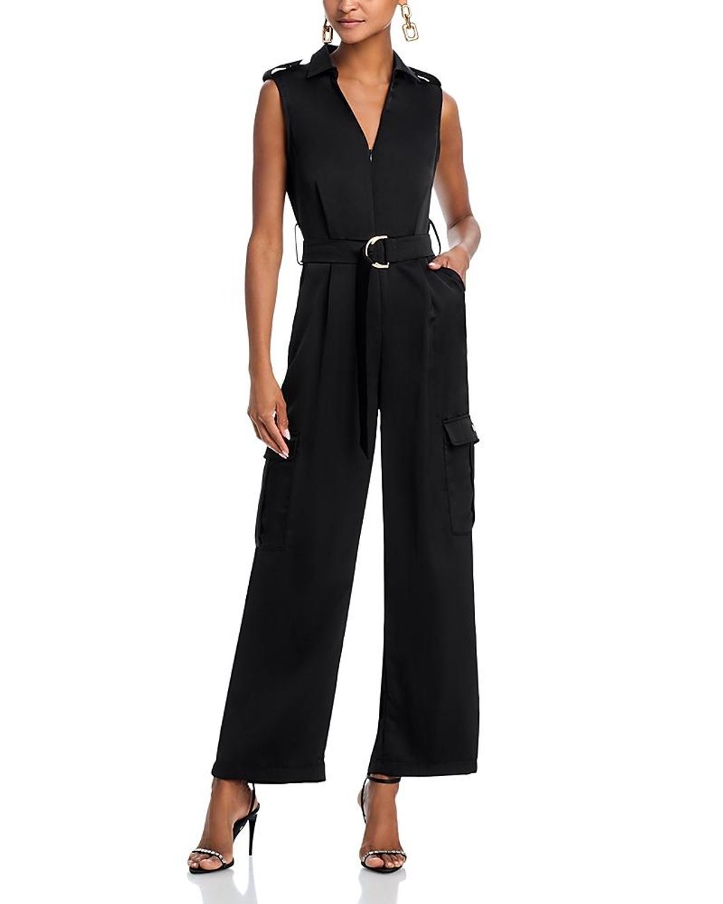 Aqua Belted Cargo Jumpsuit in Black | Lyst