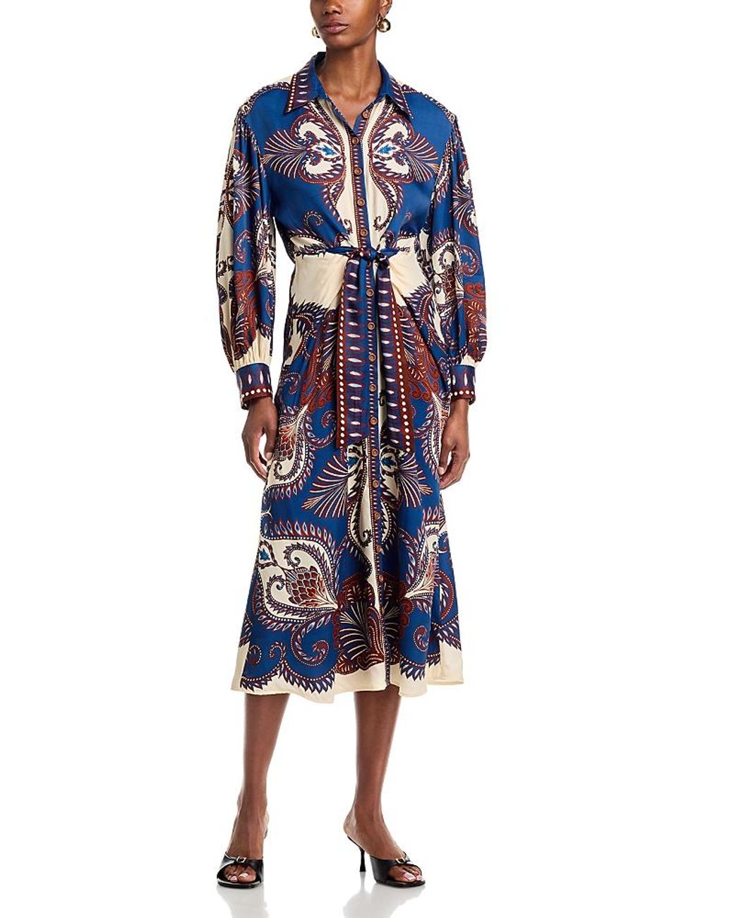 FARM Rio Scarf Midi Dress in Blue | Lyst