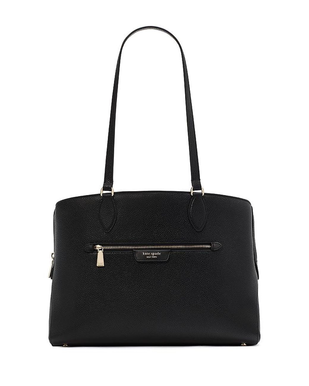 Kate Spade Hudson Pebbled Leather Medium Work Tote in Black | Lyst