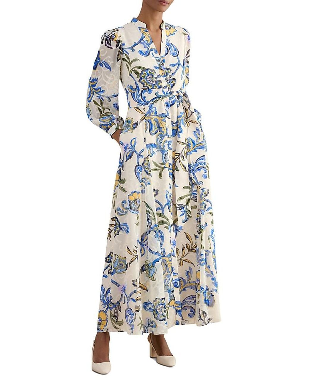Hobbs Shanice Floral Tie Waist Shirt Dress in Blue | Lyst