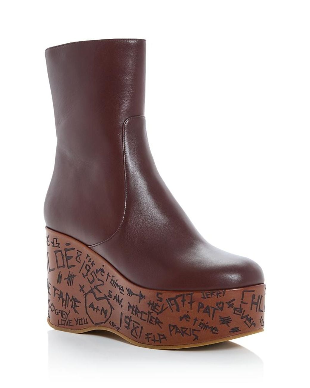 Chloé Maxime Platform Wedge Booties in Brown | Lyst