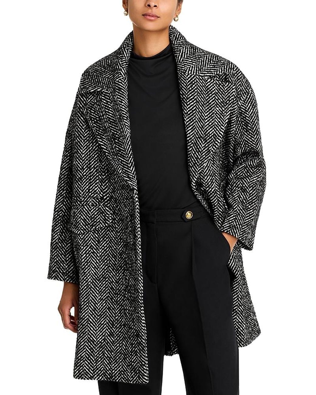 IRO Tares Notch Collar Coat in Black | Lyst