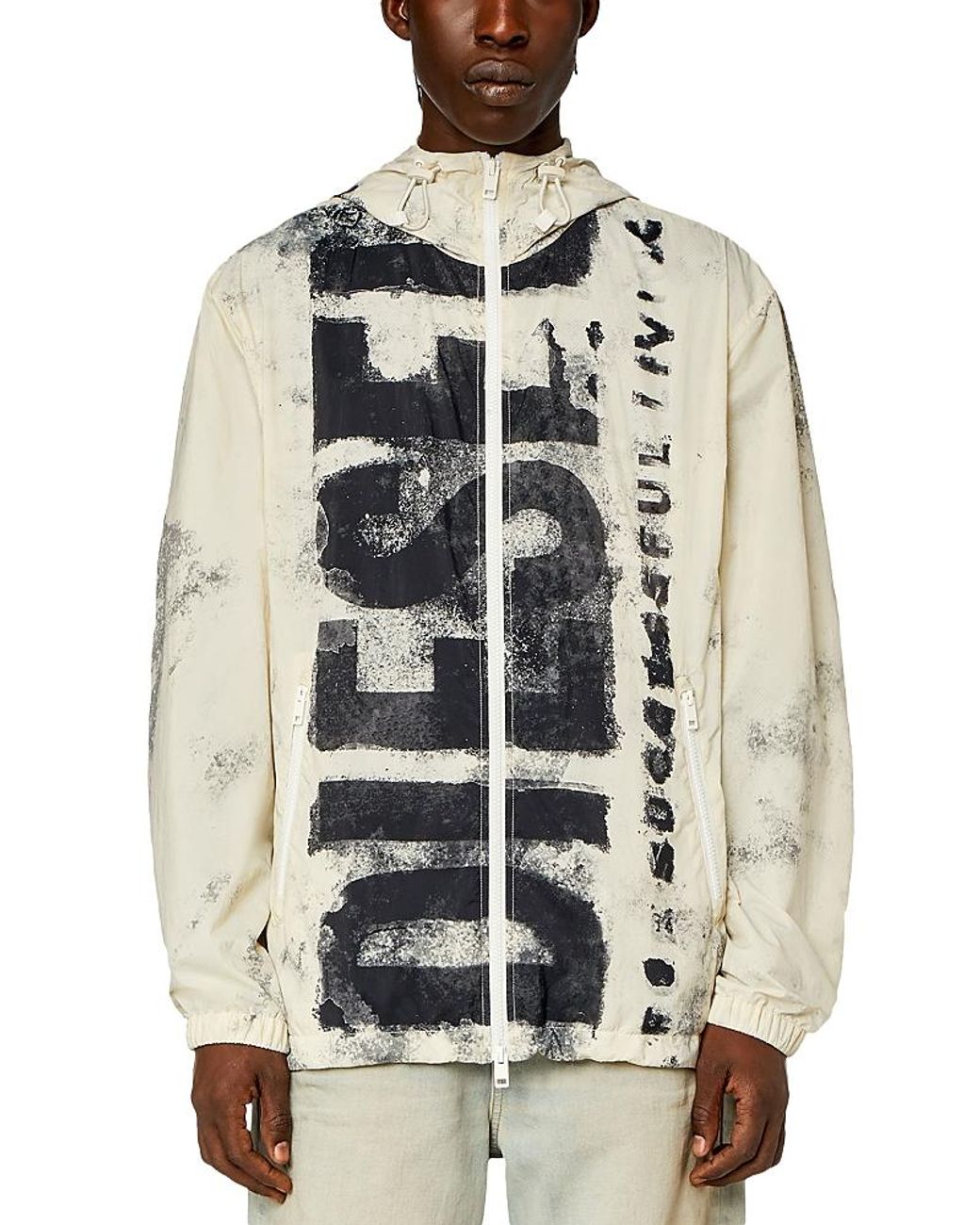 DIESEL J-Warrett Logo Windbreaker Jacket in White for Men | Lyst