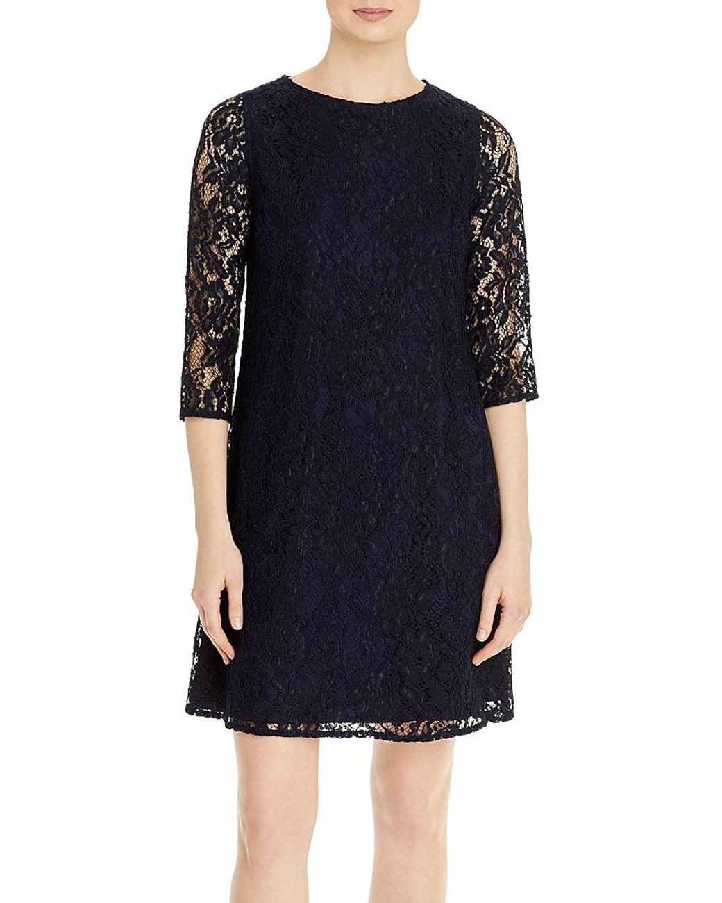 Caroline Rose Floral Lace Dress in Blue | Lyst