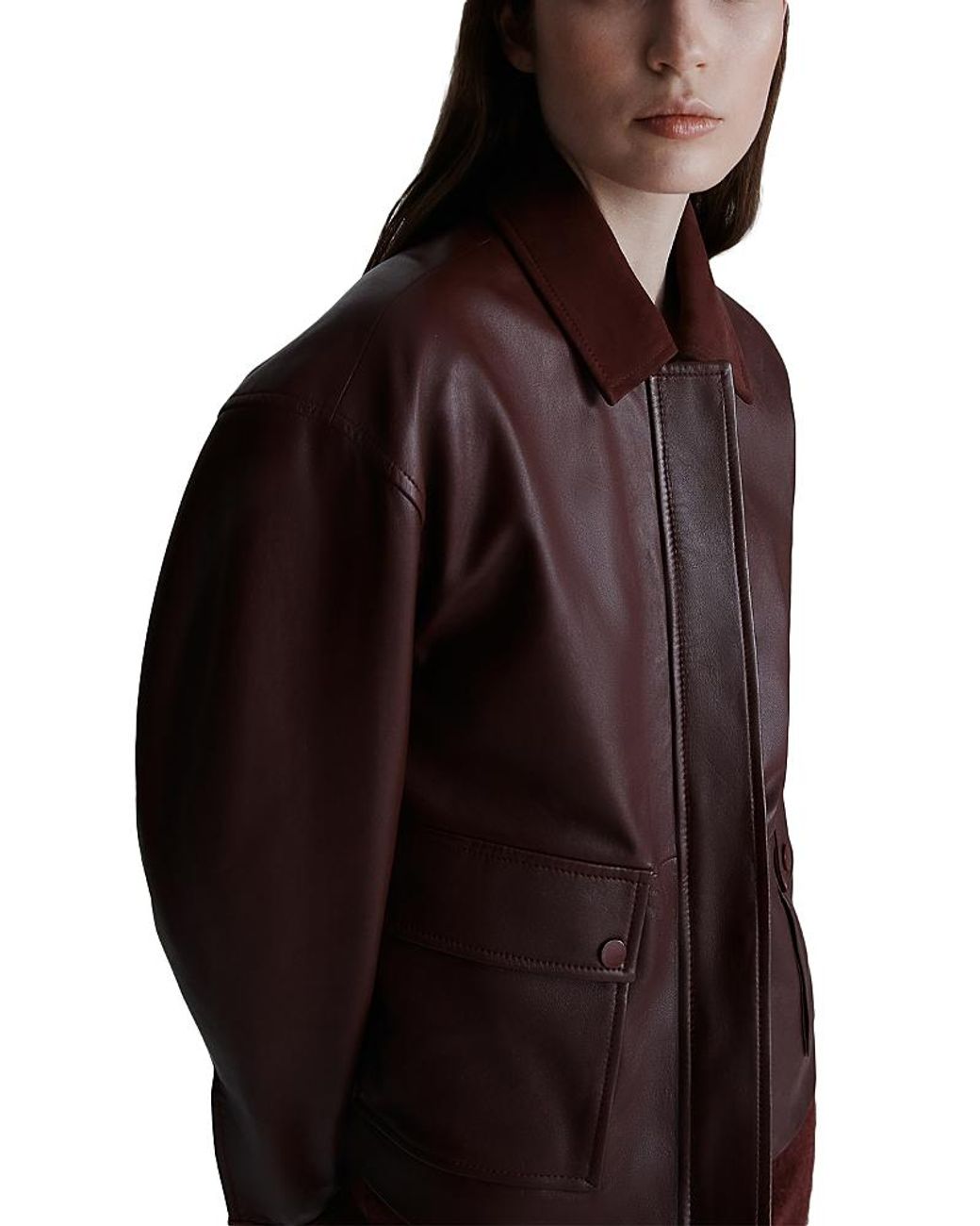Marella Doga Leather Jacket in Purple | Lyst