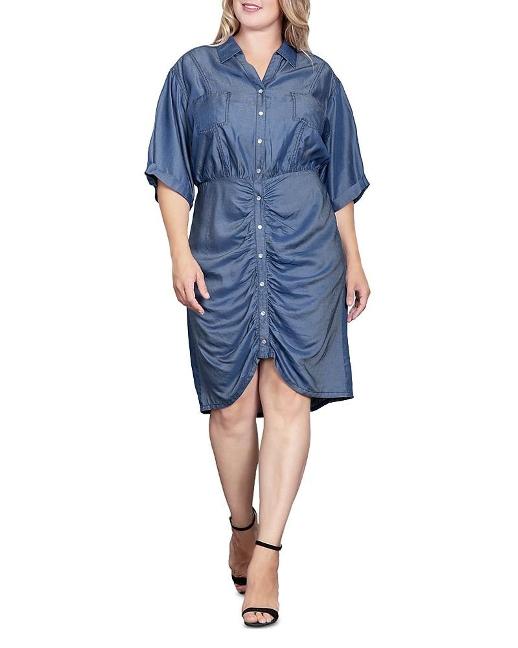 Standards & Practices Plus Size Denim Shirt Dress in Blue | Lyst