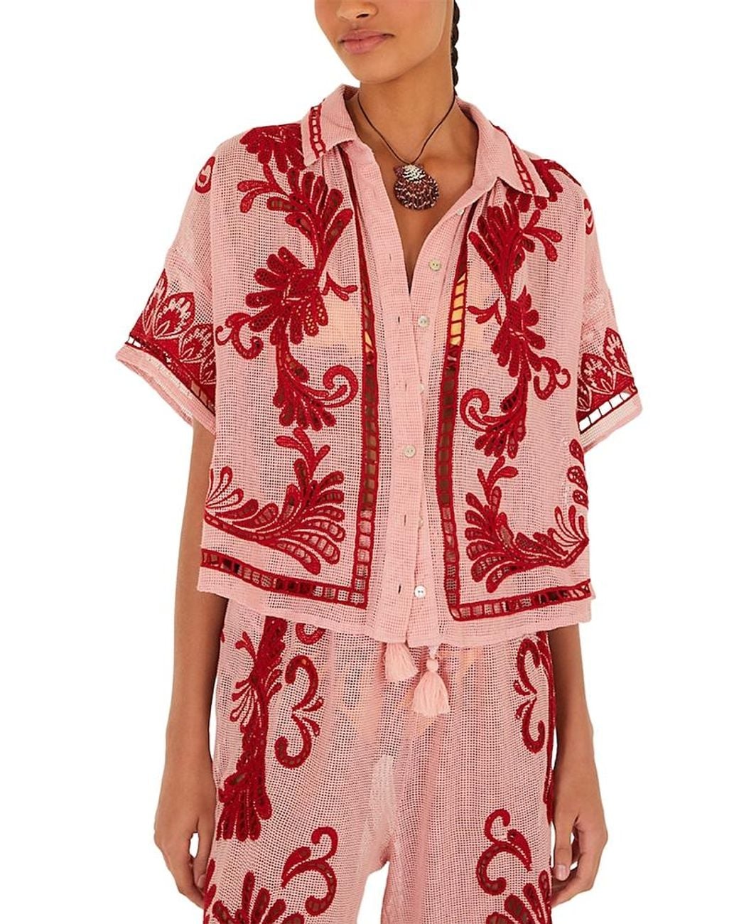 FARM Rio Arabesc Top Swim Cover-Up in Red | Lyst