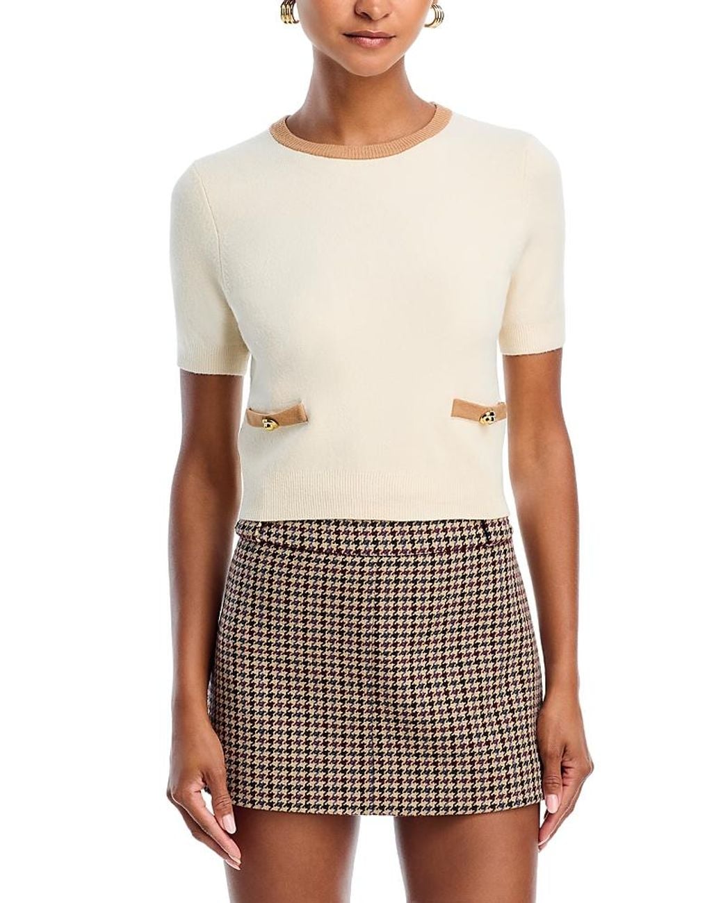 French Connection Babysoft Short Sleeve Sweater in White | Lyst