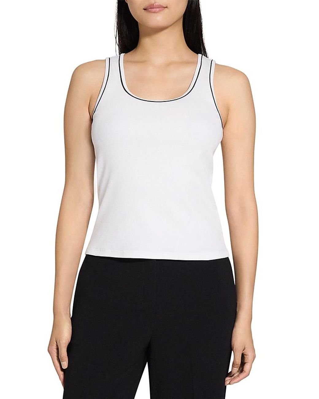 Theory Perry Contrast Trim Tank in White | Lyst UK