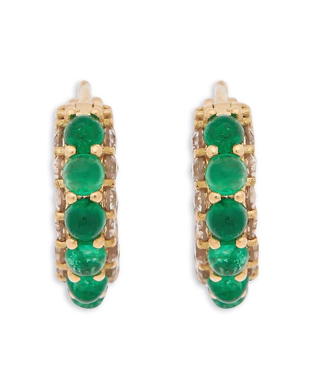 Ileana Makri 18K Fine Cascade Emerald & Diamond Streamline Hoop ...