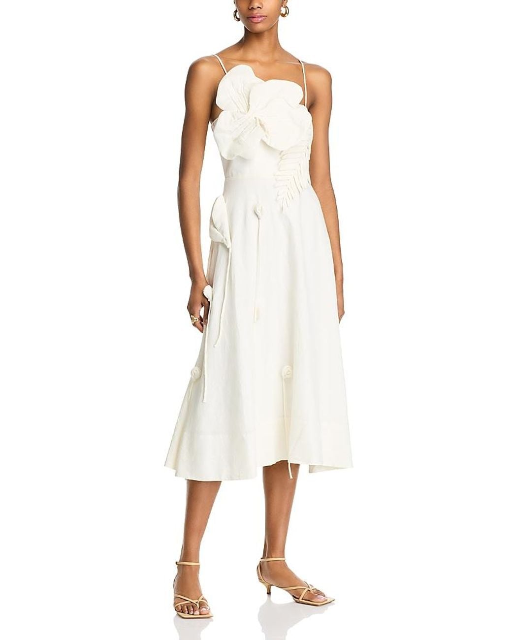 FARM Rio Garden Sleeveless Midi Dress in White | Lyst