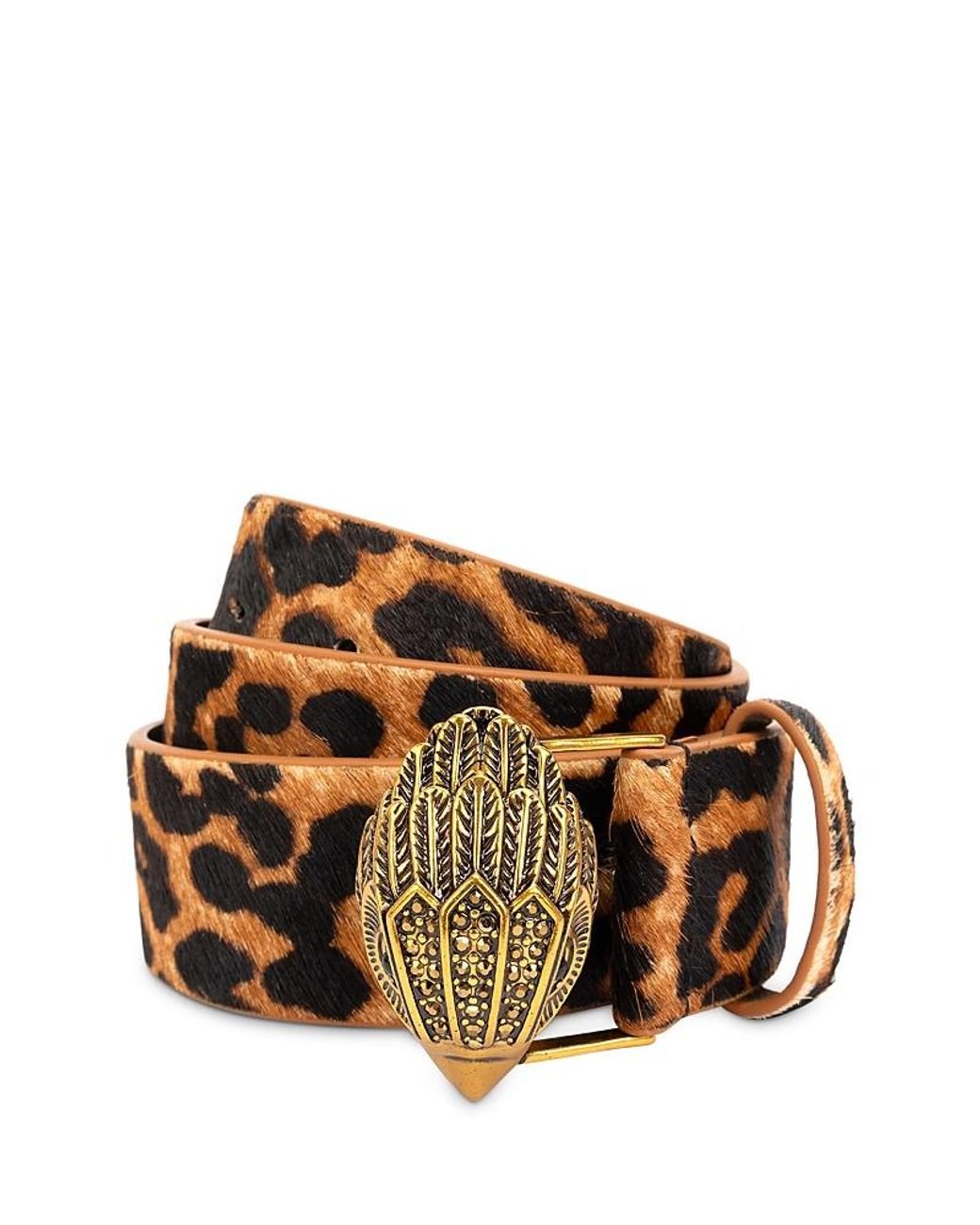 Kurt Geiger Calf Hair Leopard Print Belt in Brown | Lyst