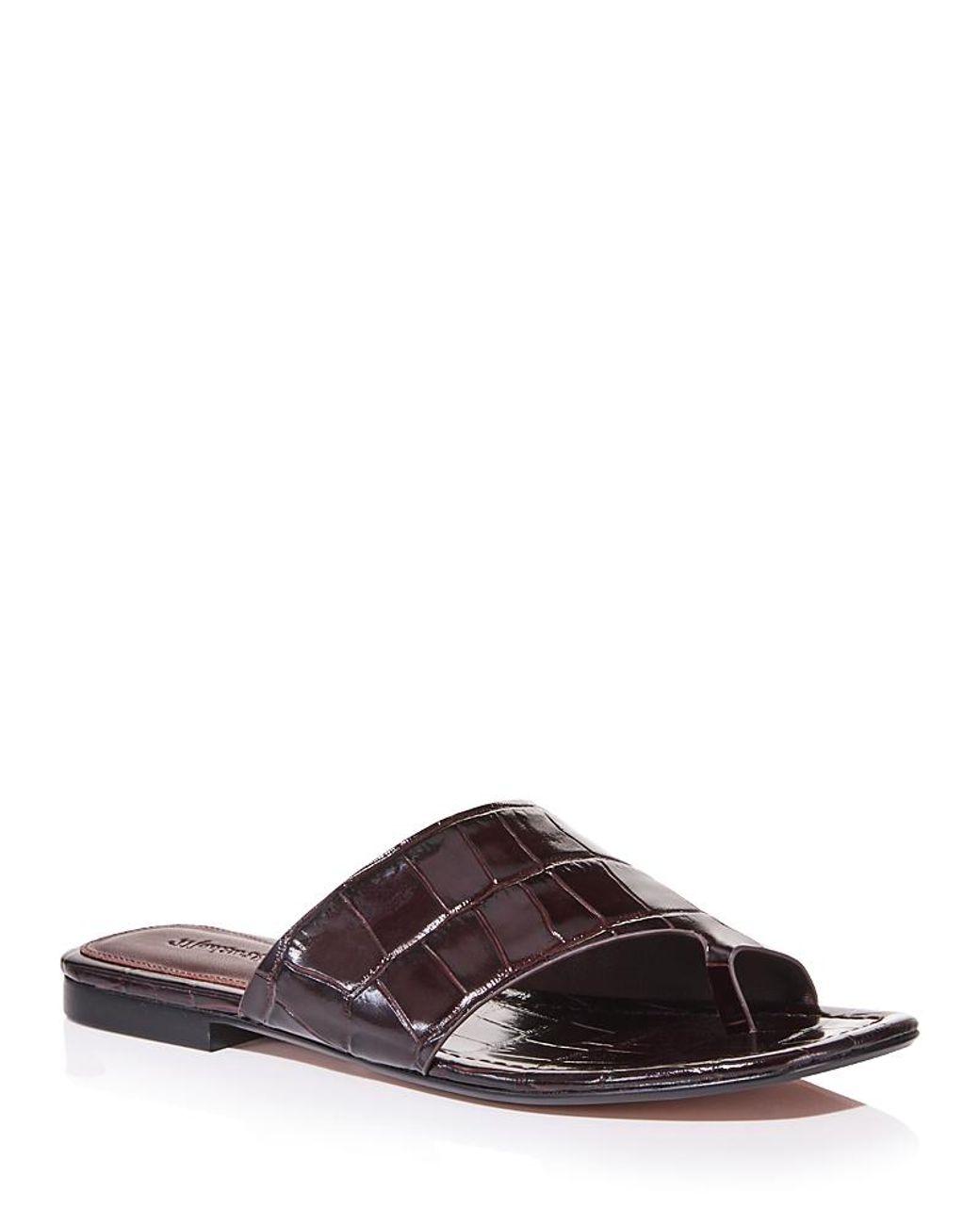 Madewell Maycie Croc Embossed Slides in Brown | Lyst