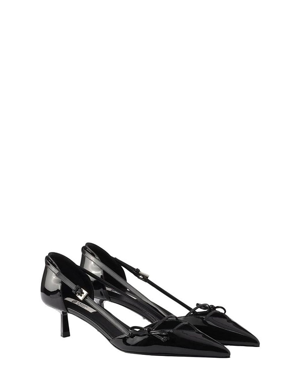 Prada Open-Side Leather Pumps in Black | Lyst