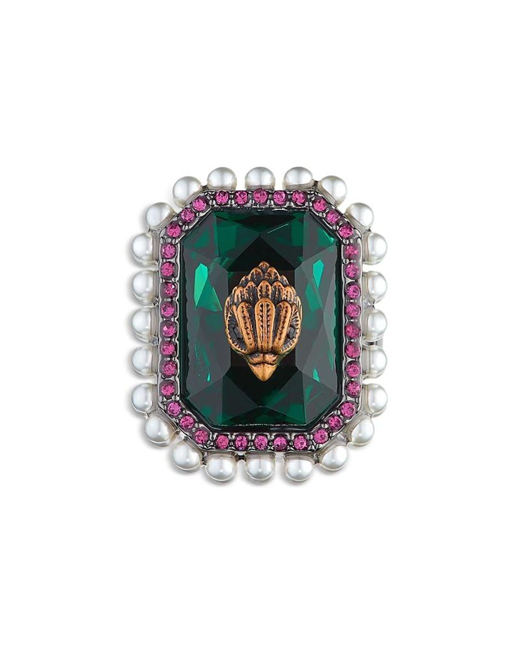 Kurt Geiger Signature Eagle Vintage Gem Cocktail Ring in White | Lyst