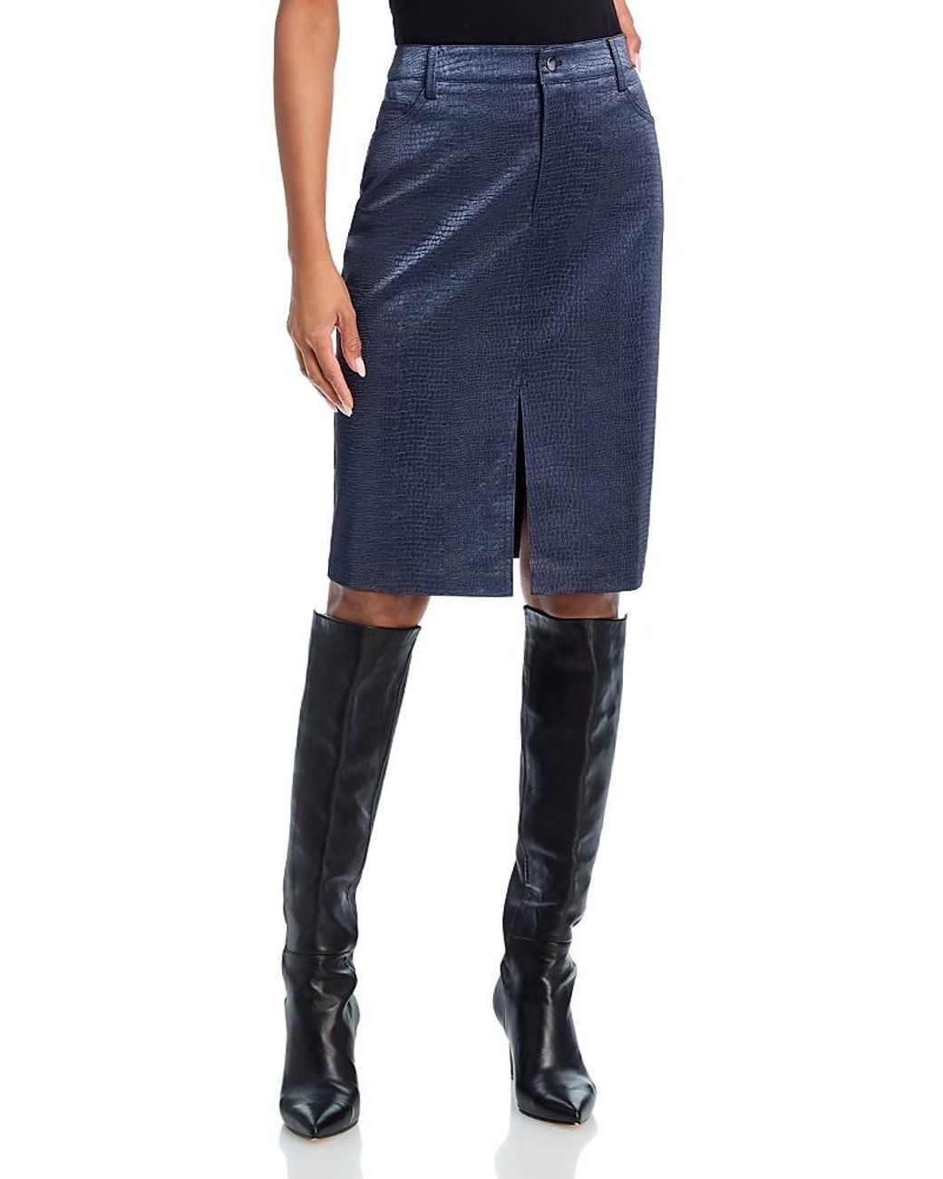 Wayf Camille Faux Leather Skirt in Blue | Lyst