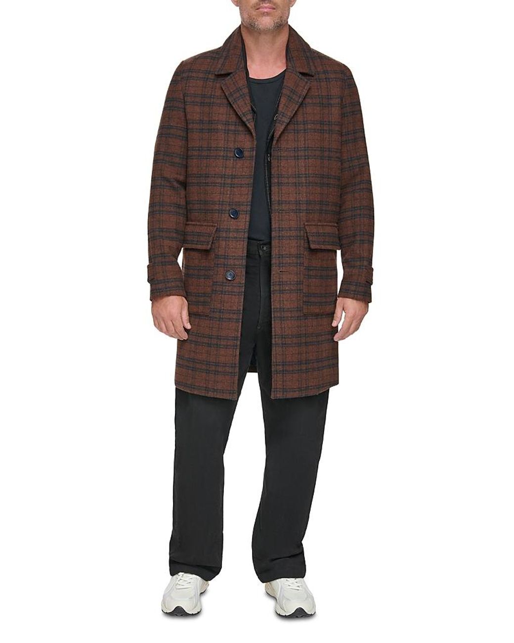 Andrew Marc Bexer Plaid Button Front Topper in Brown for Men | Lyst