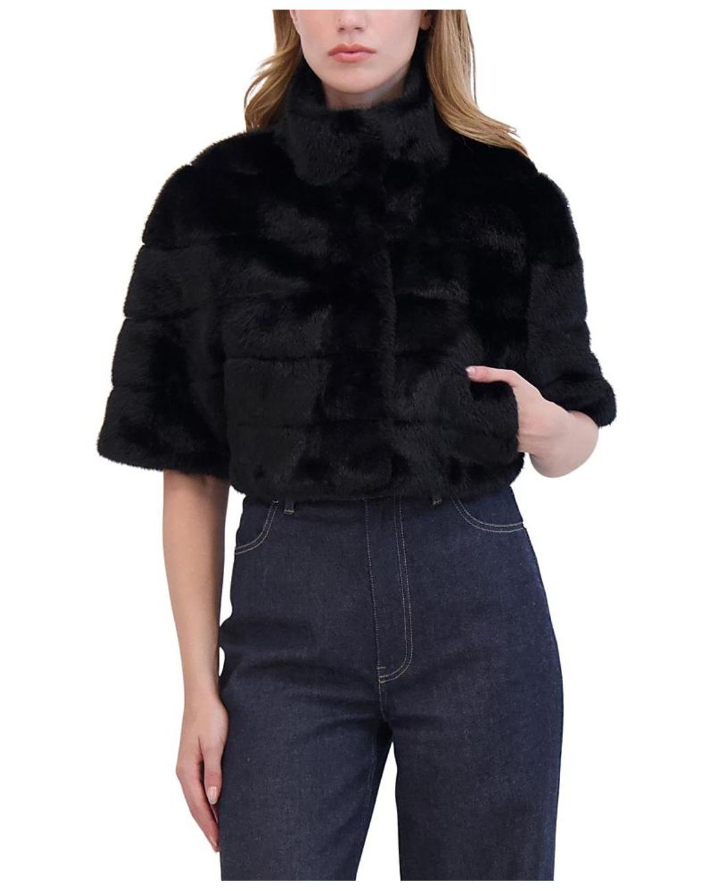 Lyla Grant Faux Fur Mink Bolero in Black | Lyst