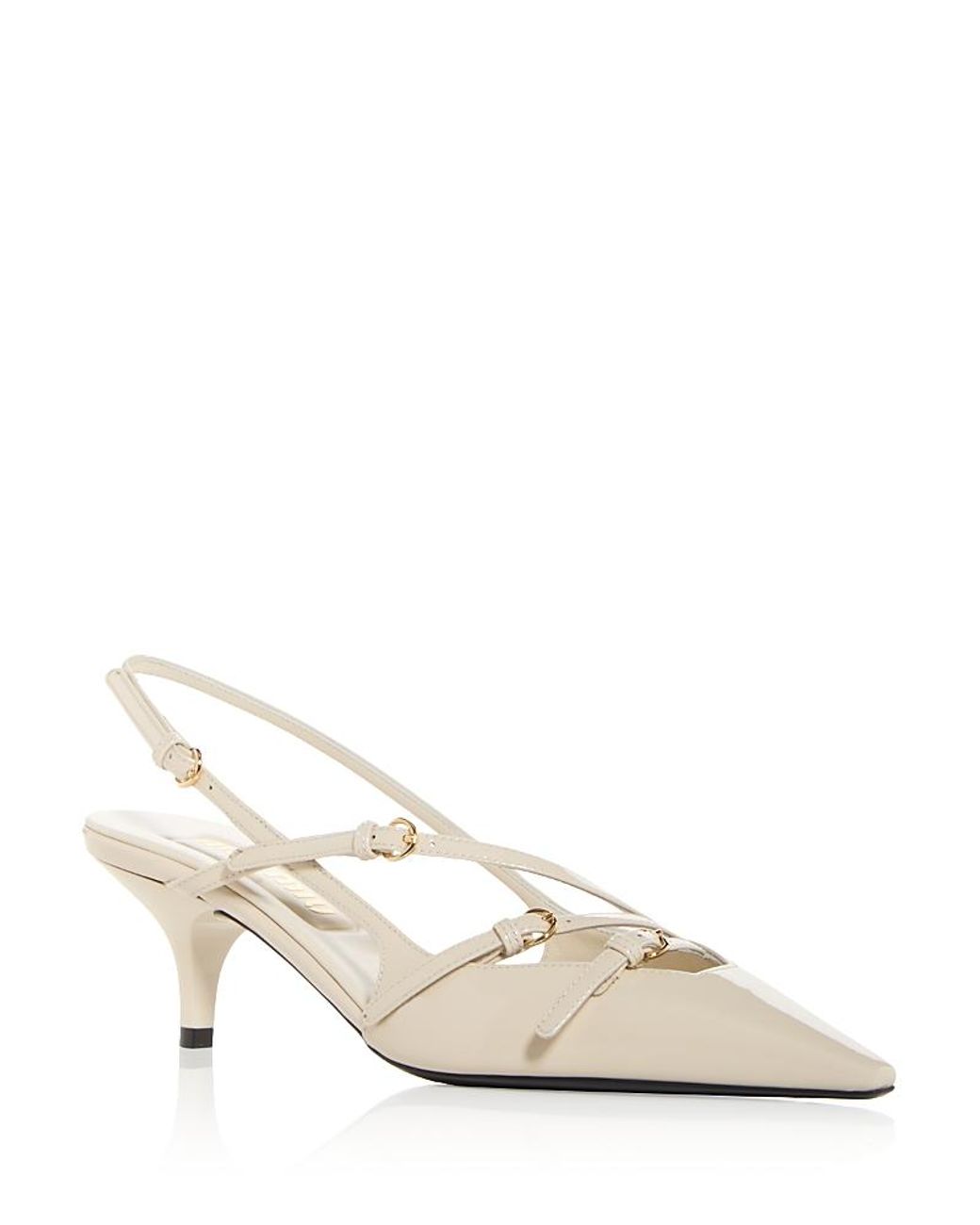 Miu Miu Pointed Toe Slingback Sandals in White | Lyst