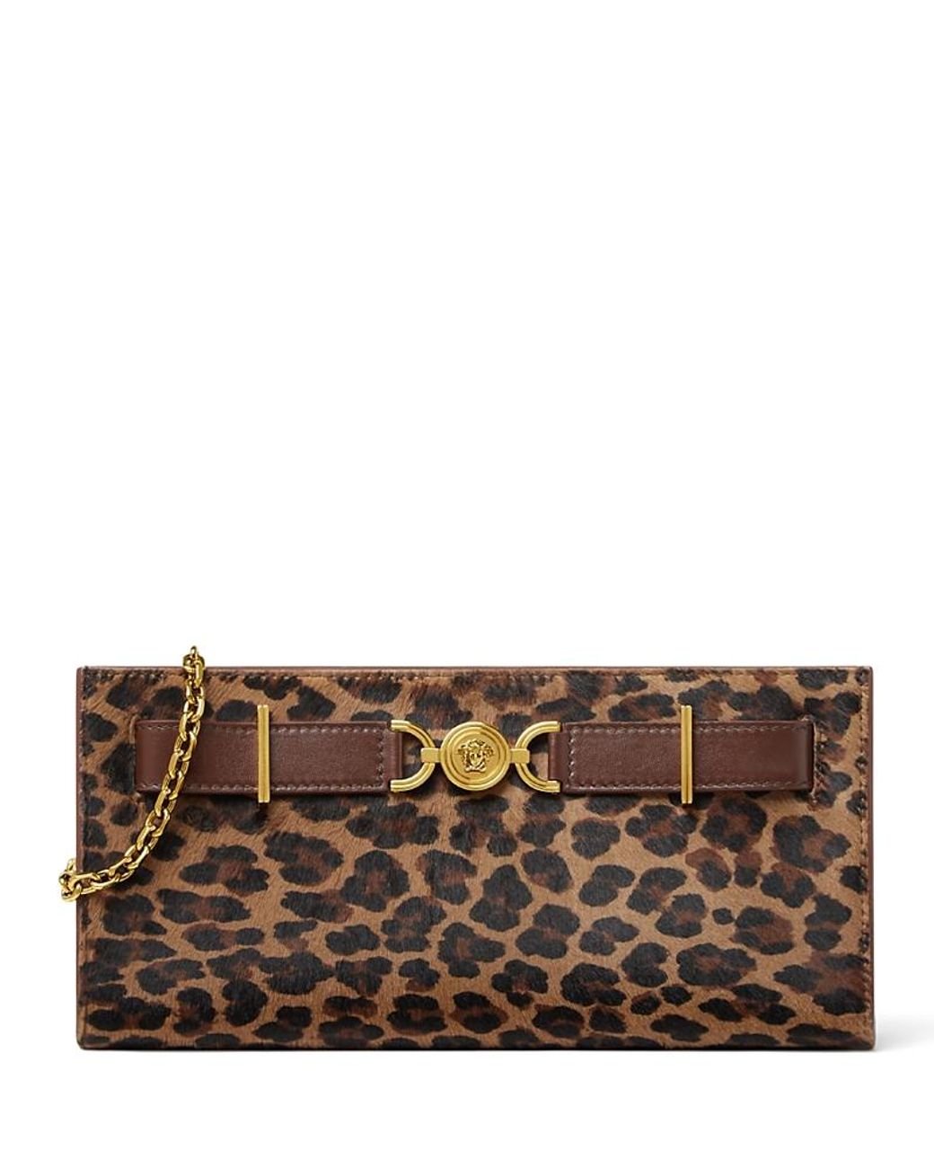 Versace Medusa 95 Leopard Clutch in Brown | Lyst