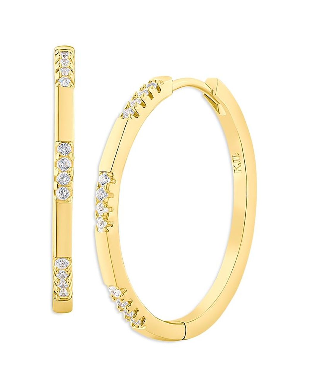 Kenneth Jay Lane Pave Station Oval Hoop Earrings in Metallic | Lyst