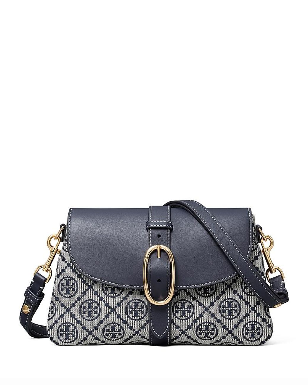 Tory Burch Double T Monogram Small Shoulder Bag in Blue | Lyst