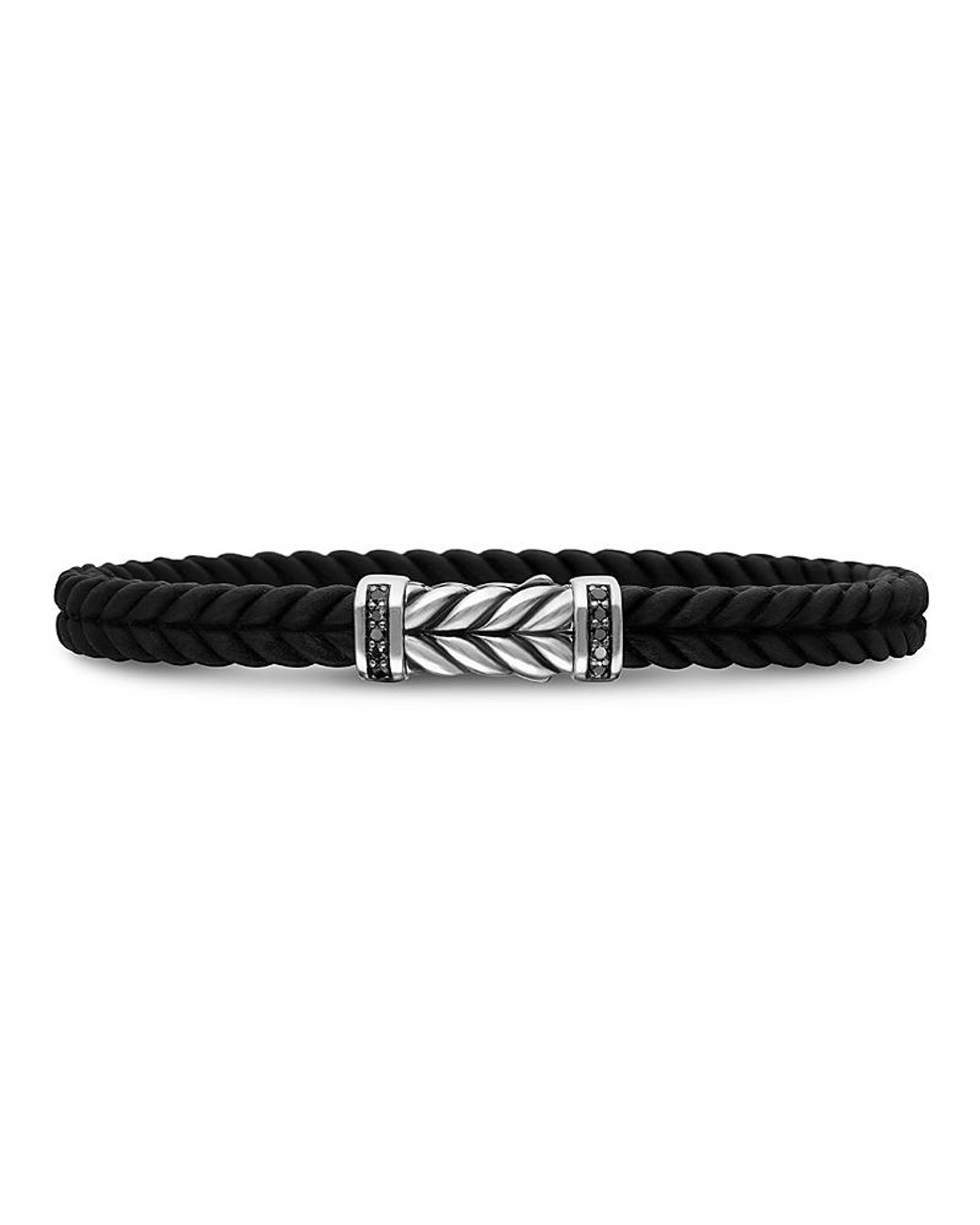 David Yurman Chevron Rubber Bracelet With Pave Diamonds in Black for ...