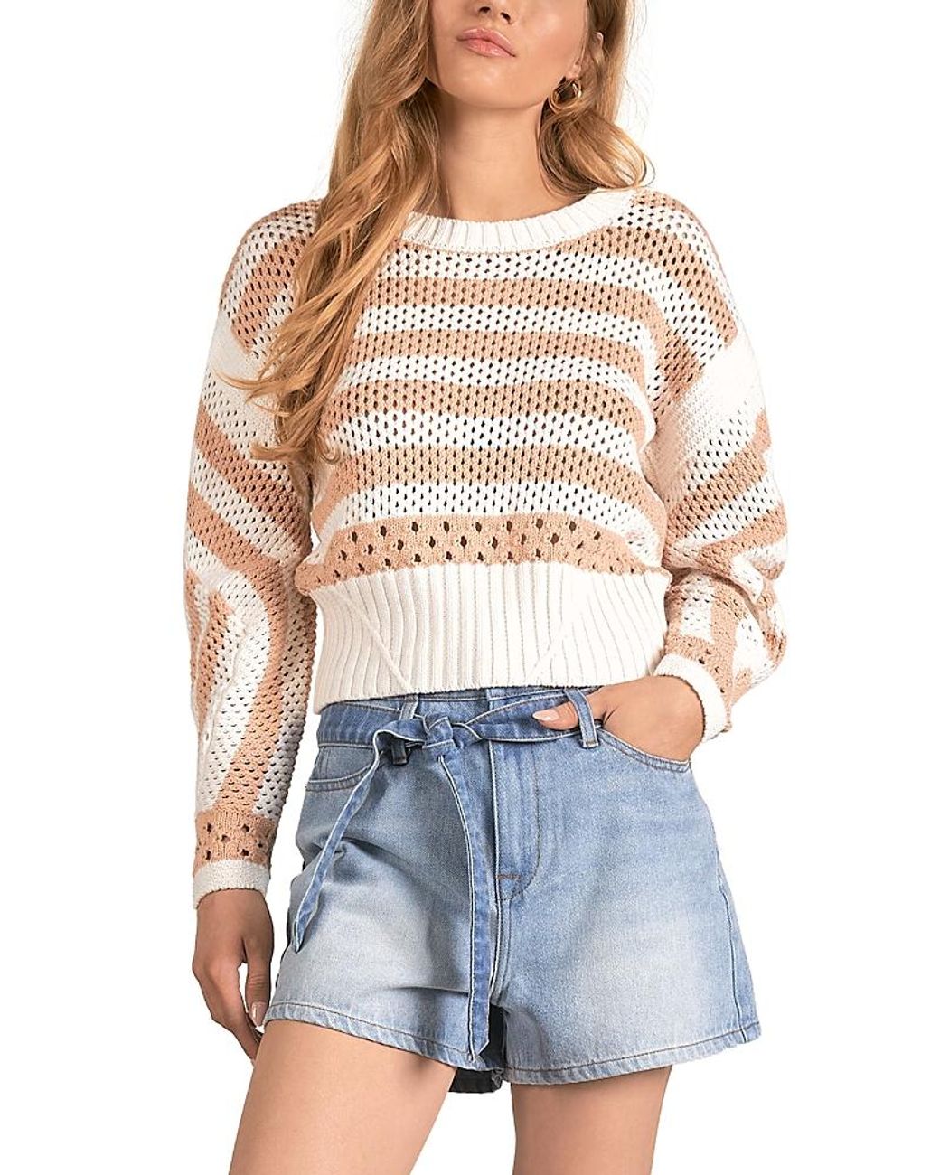 Elan Boat Neck Cotton Sweater in Blue | Lyst