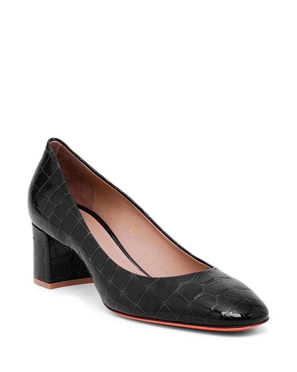 Santoni Leather Low-Heel Pump in Black | Lyst