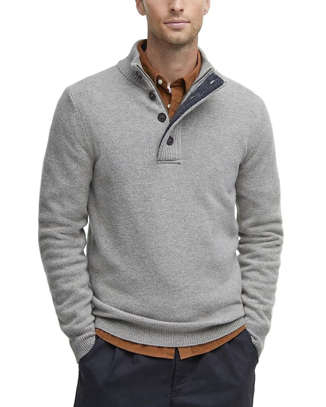 Barbour Elbow Patch Mock Neck Sweater in Gray for Men | Lyst