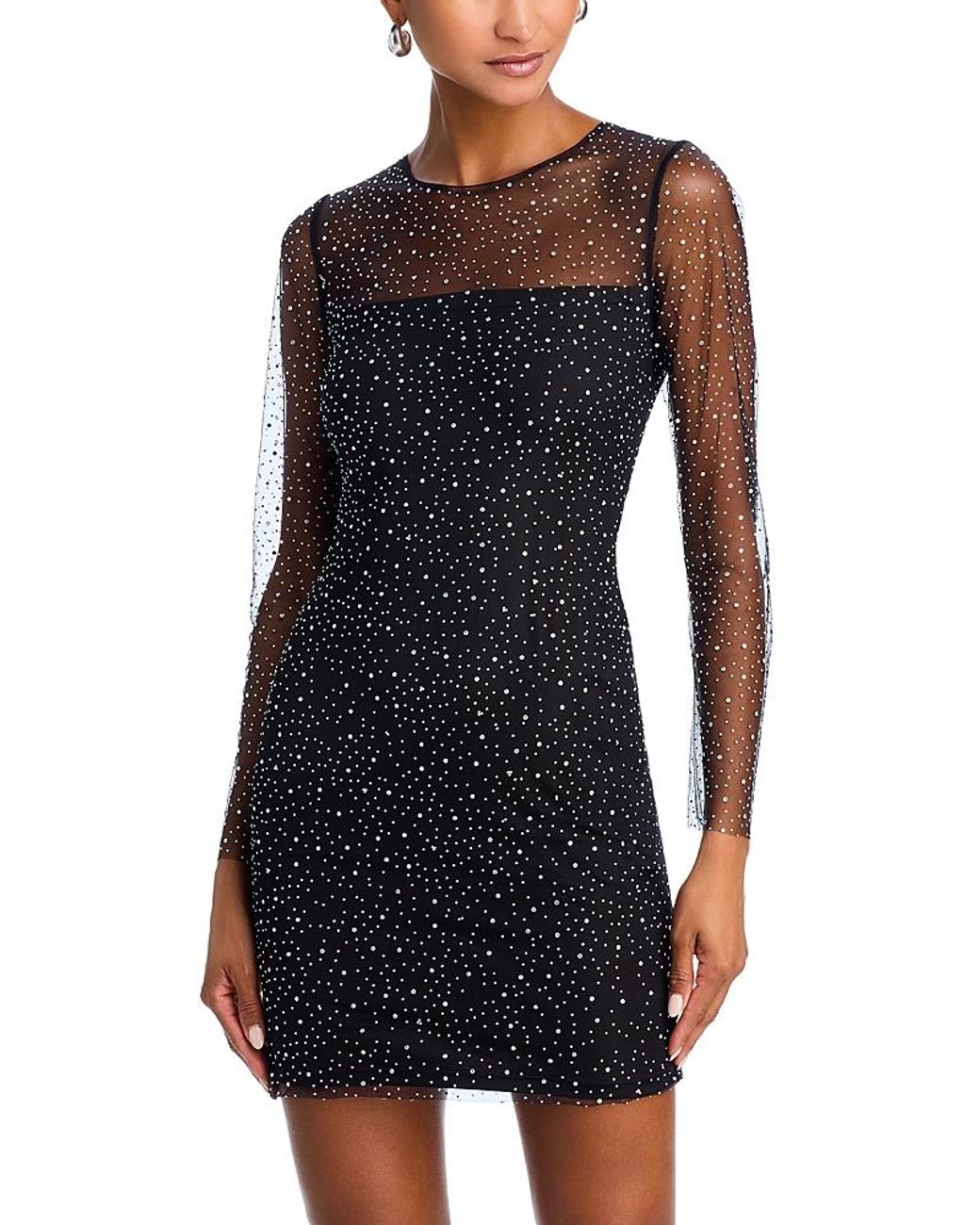 Aqua X Wicked Embellished Mesh Mini Dress in Black | Lyst
