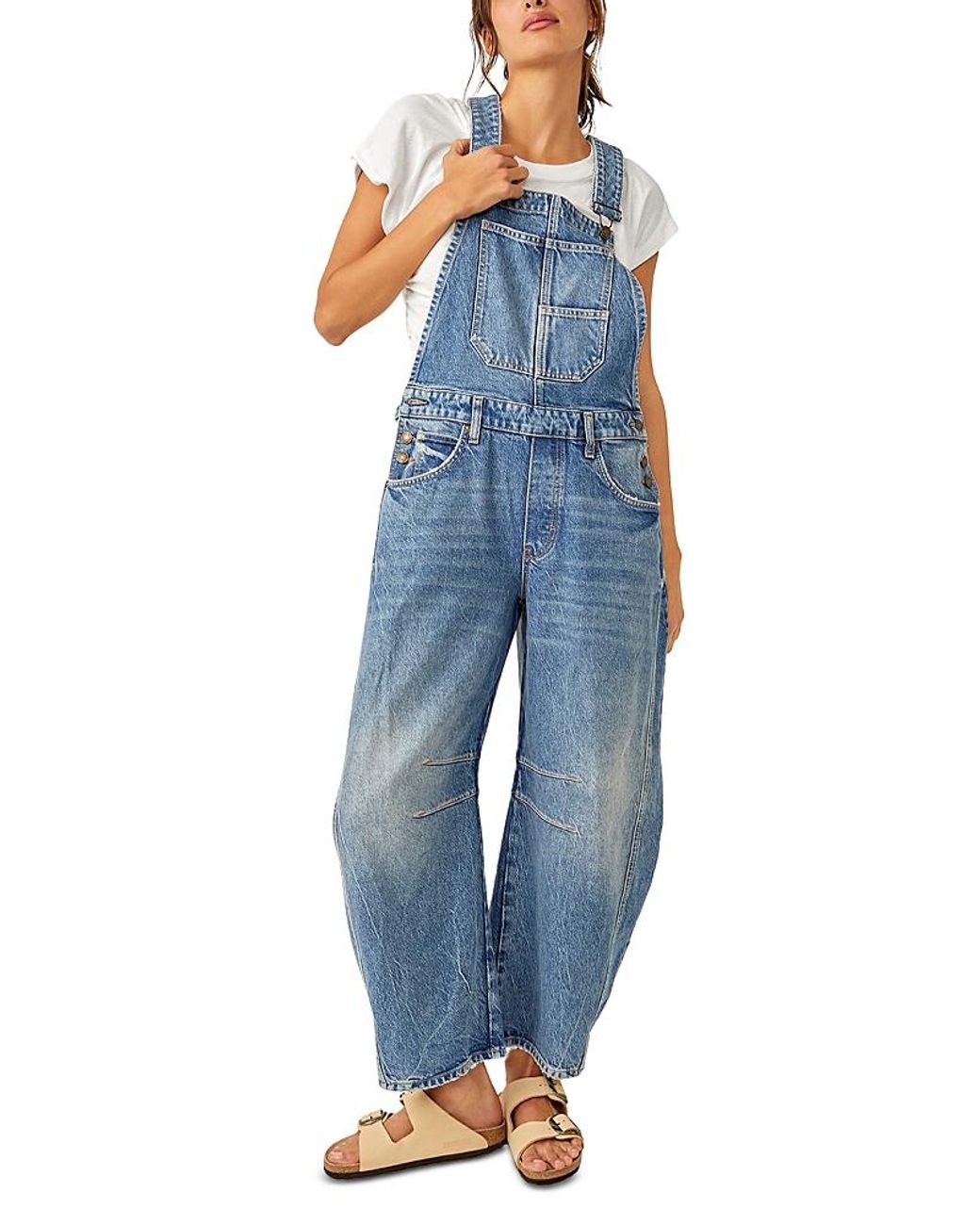 Free People We The Free Good Luck Overalls in Blue | Lyst