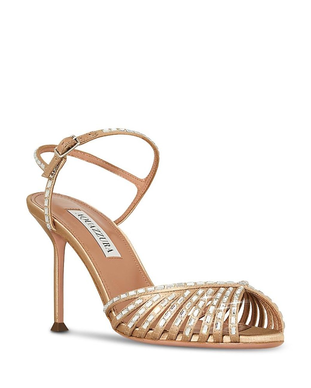 Aquazzura Hold Me Crystal Embellished Sandals in Metallic | Lyst