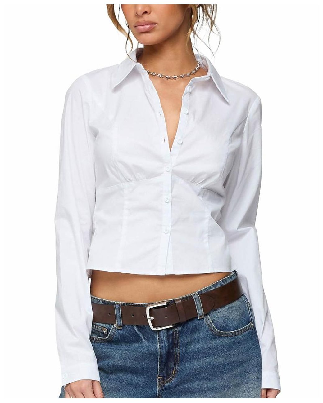Edikted Laurna Tailored Button Up Shirt in White | Lyst
