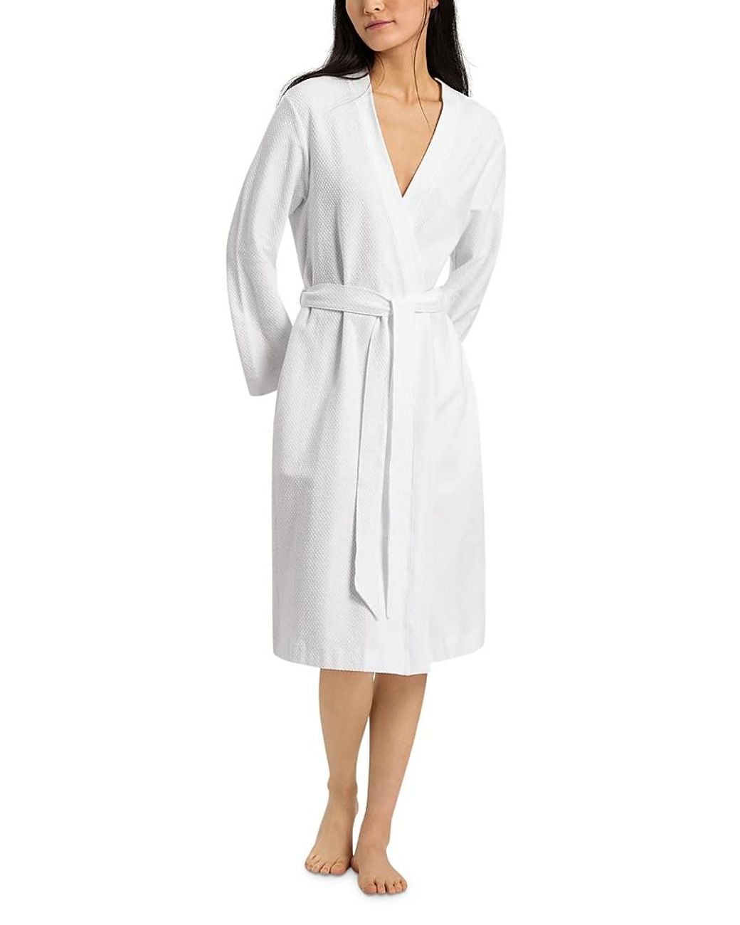 Hanro Cotton Waffle Robe in White | Lyst