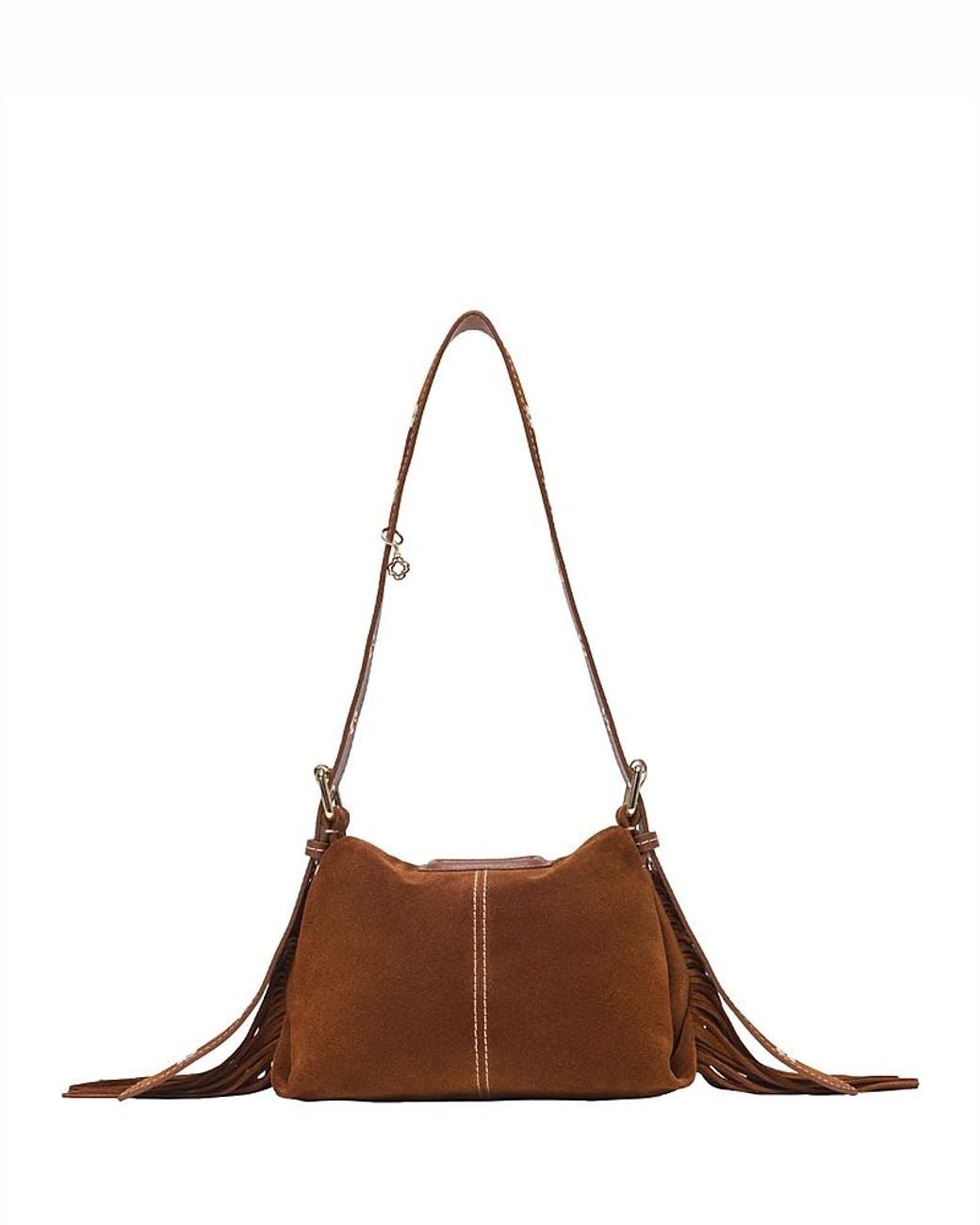 Maje Miss M Mini Fringed Suede Crossbody Bag in Brown | Lyst
