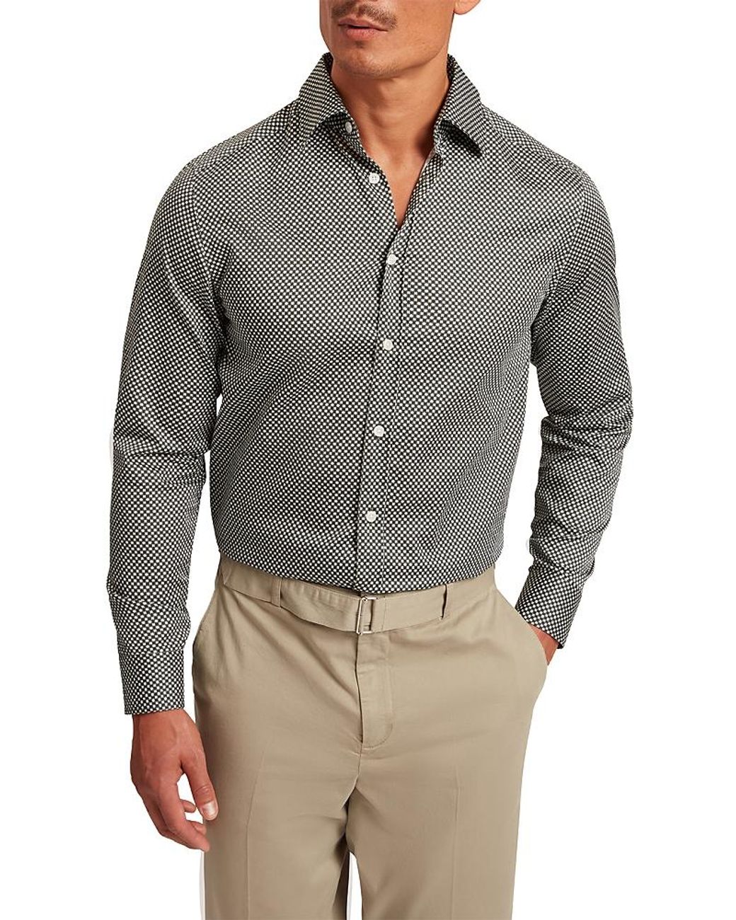 Ted Baker Jozef Slim Fit Mini Geo Print Cotton Shirt in Gray for Men | Lyst