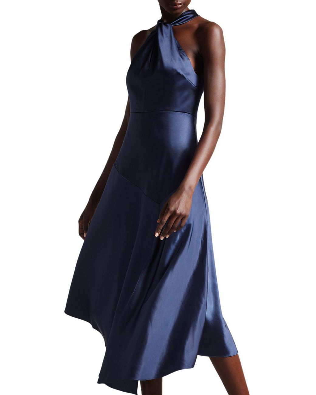 Ted Baker Renon Twist Neck Midi Dress In Blue Lyst