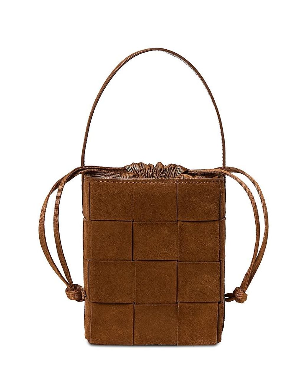 Loeffler Randall Laith Wide Woven Suede Top Handle Bag in Brown | Lyst