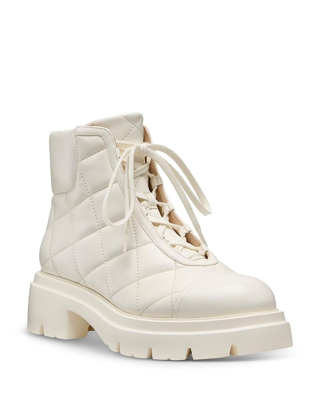 Stuart Weitzman Hudson Quilted Boots in White | Lyst
