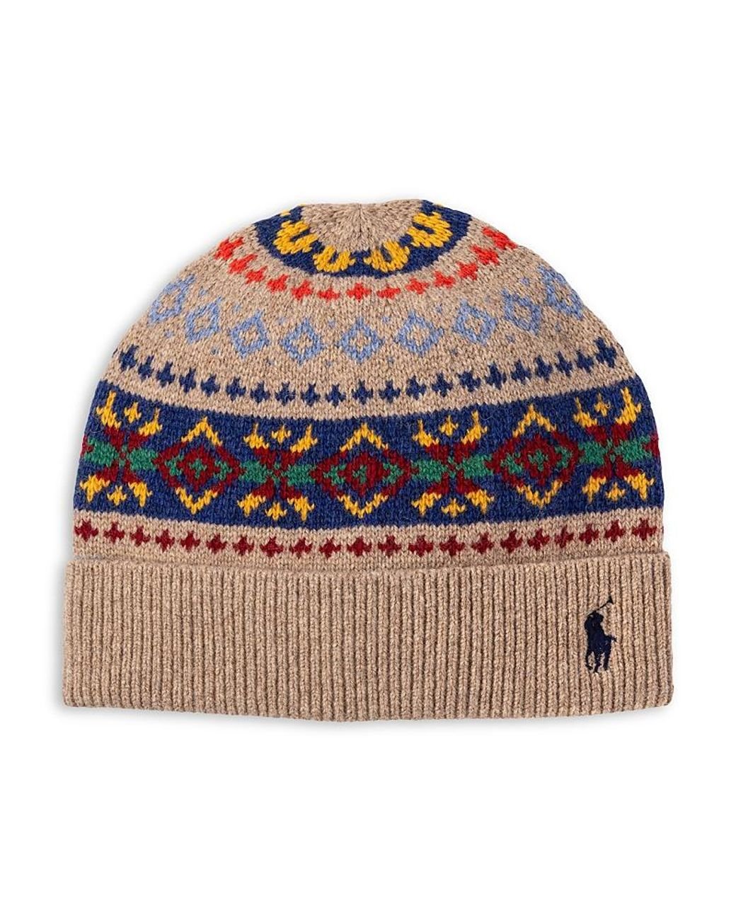 Polo Ralph Lauren Wool Blend Fair Isle Beanie in Blue for Men | Lyst