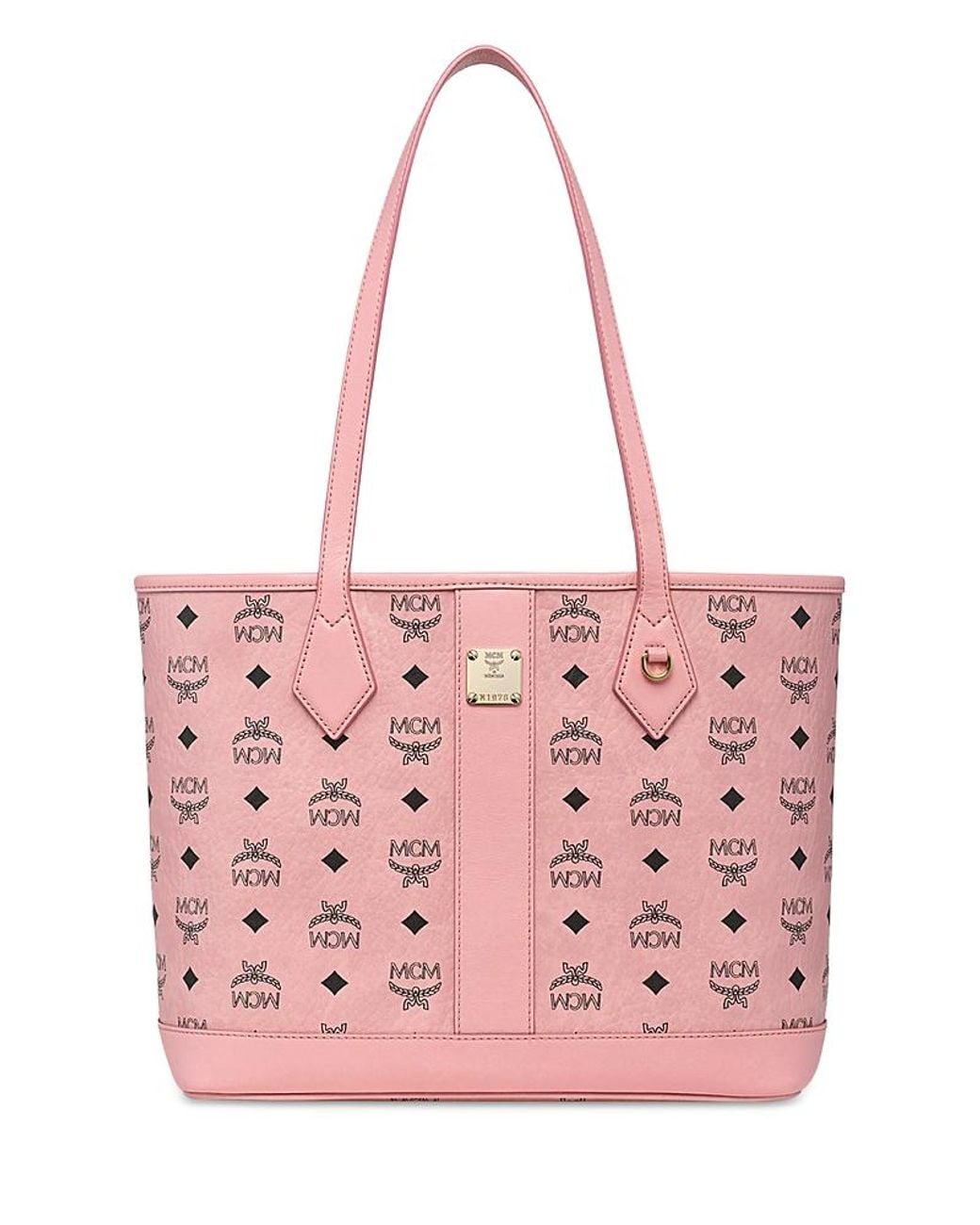 MCM Liz Small Visetos Shopper Tote in Pink | Lyst