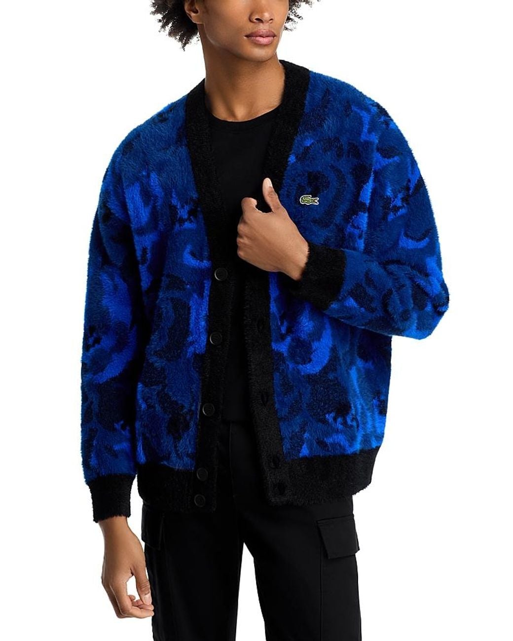 Lacoste Jacquard Cardigan Sweater in Blue for Men | Lyst