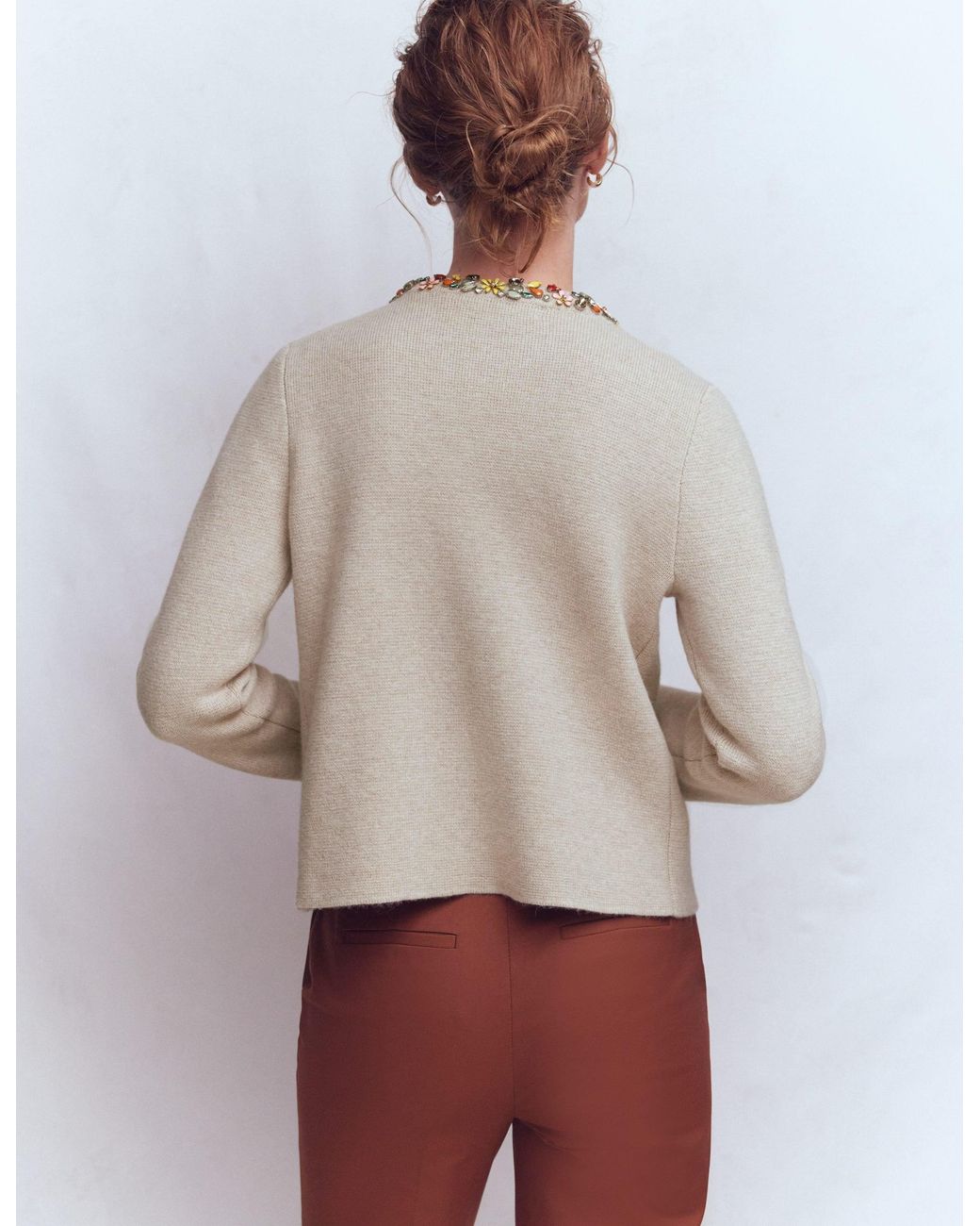 Boden Embellished Crop Cardigan in Black | Lyst