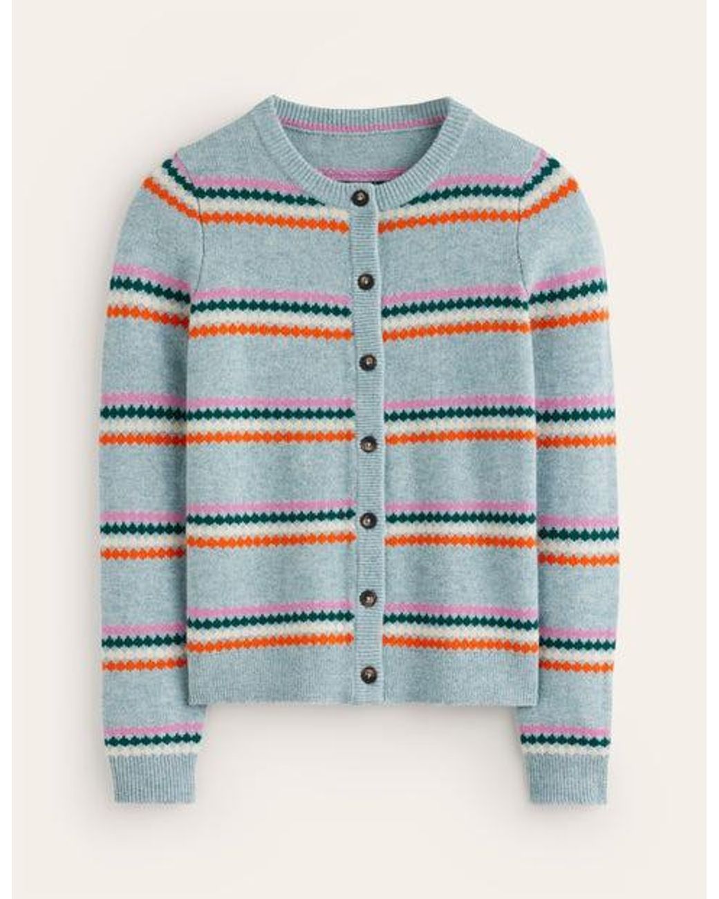 Boden Edie Fair Isle Cardigan in Blue | Lyst