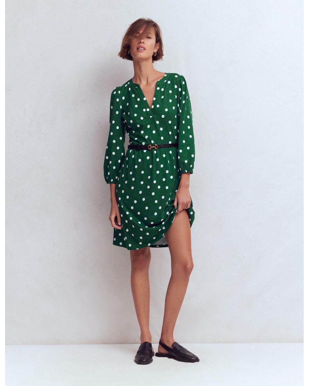 Boden Cathy Notch Neck Jersey Dress in Green | Lyst
