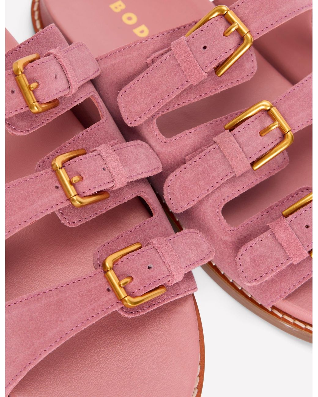 Boden Triple Strap Footbed Sandal in Pink | Lyst