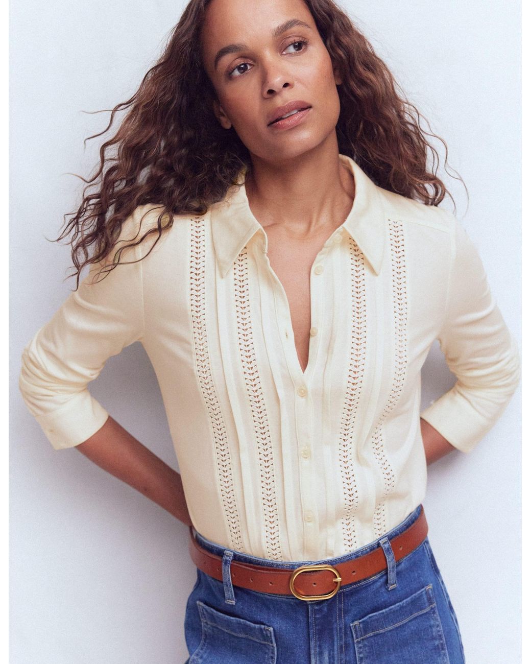 Boden Trim Detail Jersey Shirt in Blue | Lyst